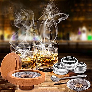 Cocktail Smoker Kit with 4 Flavors Wood Chips - Infuse Bourbon Whiskey Old Fashioned Chimney Drink Smoker Kit - Gift for Whiskey Lovers, Dad, Husband, Men