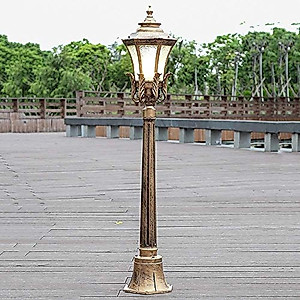 Pumnple 0.8M Outoor Post Light Garden Décor High Pole Pillar Lantern External Landscape Waterproof Street Column Lamp Luxury Colonial Classical Bronze Aluminum Fixture IP65 Rated