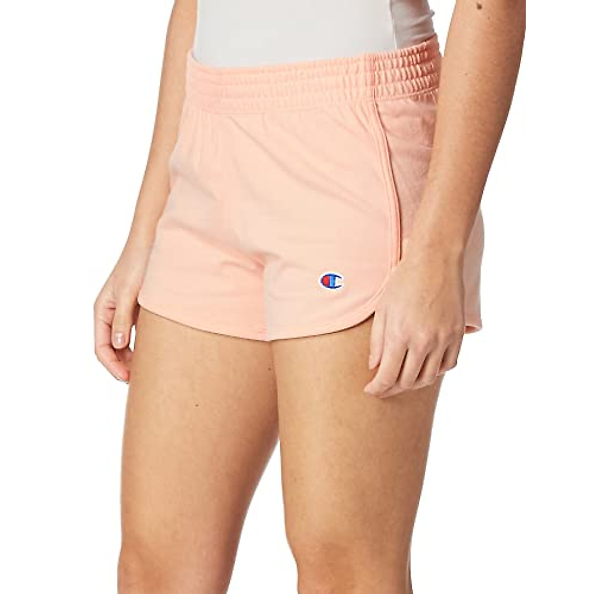 Champion, Gym, Mid-Rise, Comfortable Athletic Shorts for Women, 2.5", Certain Peach, Medium