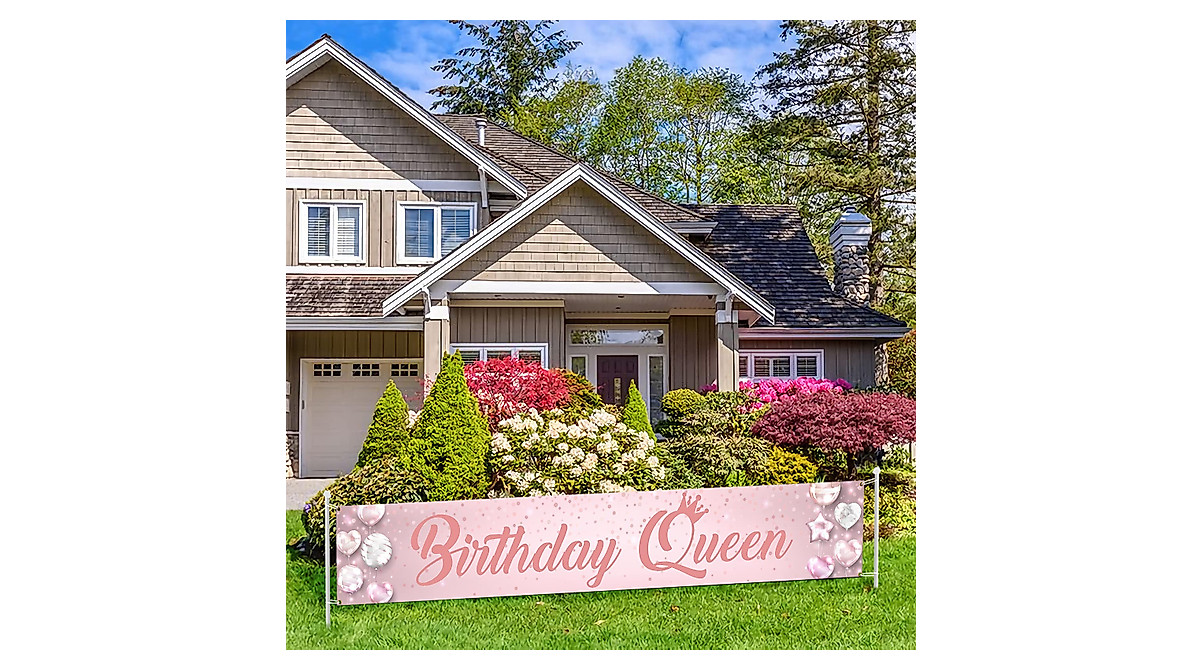 Pink Birthday Queen Banner - Large Outdoor Party Decor