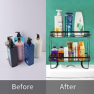 petisal Over The Toilet Storage, 2-Tier Bathroom Organizer Shelves, Multifunctional Toilet Rack,Space-Saving Storage,Bathroom Decor，Bathroom Furniture(Black)