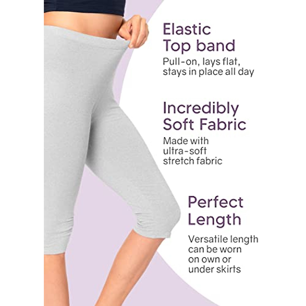 STRETCH IS COMFORT Women's Knee Length Leggings Black Large