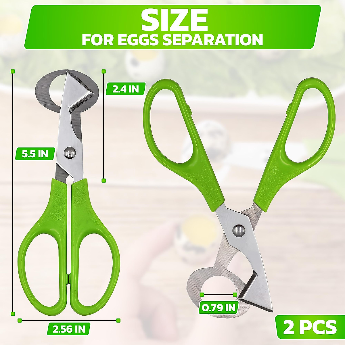 2 Pcs Quail Egg Scissors - Heavy-Duty Quail Egg Cutter Tool with Stainless Steel Sharp Blades & Ergonomic Grip - Compact Size (5.5" x 2.56") with 0.79" Diameter for Quick & Precise Cutting