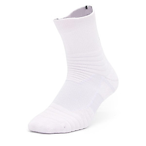 DILIBA Elite Basketball Socks Cushion ​Athletic Crew Socks for Men's Women's Youth Boy White