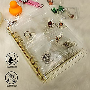 Travel Jewelry Earring Organizer Storage Bags Book,Upgrade Transparent Jewelry Organizer Storage Book,Small Clear Plastic Bags for Jewelry Travel Necklace Ring Storage Bags(70 Grids+70 Bags 2 Sizes)