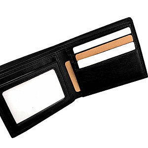 Wolf design Leather Mens Bi-Fold Wallet BLACK w/ Biker long Chain