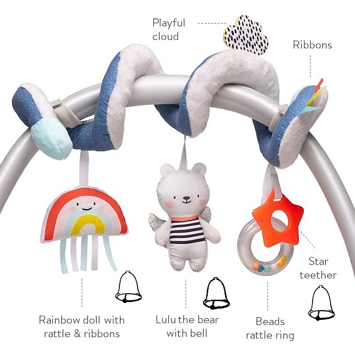 Baby Steps Hanging Rattles Spiral Plush Toys,Crib Toys,Stroller Toys, Car Seat Toys?Infant Toys 0-3?3-6 Months with Musical Plush Toys ?Stimulates Baby?s Senses and Motor Skills