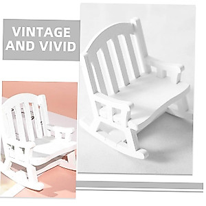 KONTONTY 2pcs Dollhouse Rocking Chair Living Room Chair Dollhouse Model Chairs Dolls Rocking Scene Mini Rocking Chair Fairy Garden Chair Doll House Rocking Chairs Retro Decor Birch Coffee