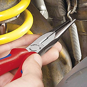 KNIPEX Tools - Long Nose Pliers With Cutter, Multi-Component (2612200), Multi-Colour, 8 inches