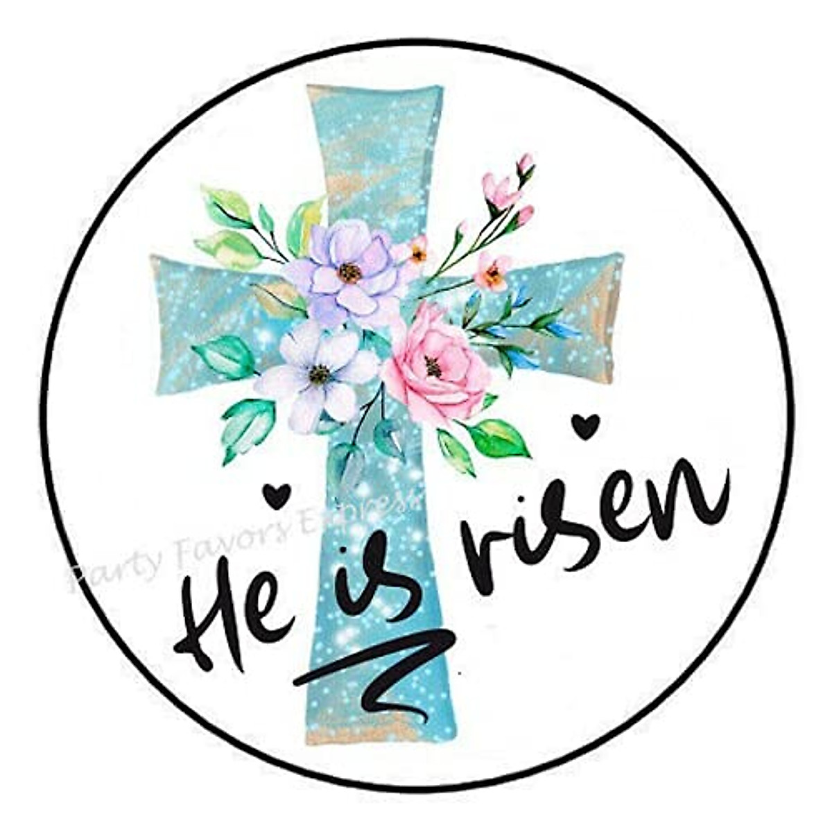 1.5" Inch He is Risen Easter Blue Stickers - Easter Stickers - Easter Stickers for Envelope Seals Labels - D #AA61RK (30 Pcs)