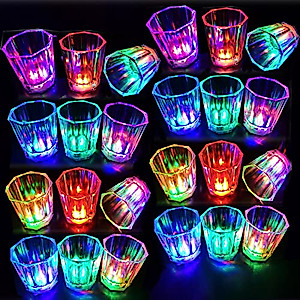 Light Up Shot Glasses Set of 24 Party Favors Adults Shot Cups for Party LED Flash Light Up Drinking Glasses Glow in the Dark Shot Glasses for Birthday Christmas Halloween Weddings Festivals etc