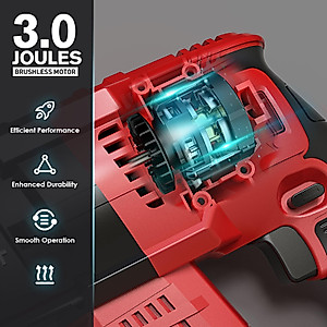 Rotary Hammer Drill For Milwaukee 18V: 1" SDS Plus Brushless Rotary Hammer - Safety Clutch 4 Application Modes Fastest Drilling For Concrete Tile Wood Wall Including 4 Drill Bits(Battery not included)