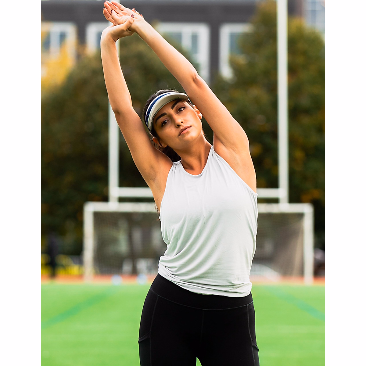 SAAKA Sport Visor for Women. Soft, Stretchy, Lightweight & Adjustable. Running, Tennis, Golf & Sports. (Navy Blue)