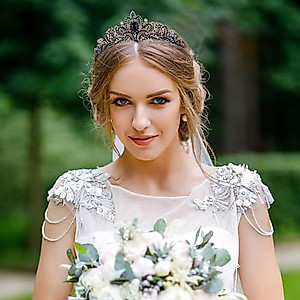 Halloween Tiara Crowns for Women Tiaras for Girls Princess Crown for Birthday Halloween Costume Bride Wedding Queen (Black)