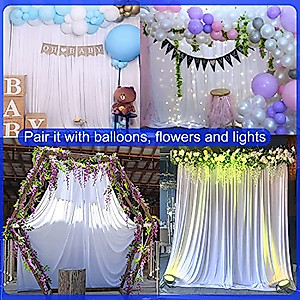 10x10 White Backdrop Curtain for Parties Wedding Wrinkle Free White Photo Curtains Backdrop Drapes Fabric Decoration for Baby Shower 5ft x 10ft,2 Panels