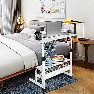 Computer-Desk Office-Desk, Small-Folding Gaming-Laptop Home-Office Desks for Small Spaces, Writing Study Desk Table with Storage for Home Bedroom, Adjustable Height 32×16×25-36 inches (White)