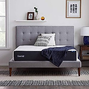 Lucid 10 Inch Memory Foam Plush – Gel Infusion- Hypoallergenic Bamboo Charcoal- King Size Mattress, White