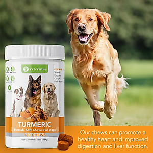 Turmeric for Dogs - Organic Turmeric with Curcumin, Hip and Joint Supplement Dogs Soft Chew, with Collagen and Bioprene, High Absorption Eliminates Joint Pain Inflammation - 120 Count