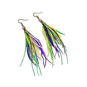 Mardi Gras Dangle Earrings for Women,Mardi Gras Accessory Carnival Parade Party Favors Gifts (D)