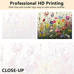 TISHIRON Floral Paint by Number for Adults Beginner DIY Painting by Numbers Kits Ink Style Flower Oil Painting for Kids Canvas Arts Crafts for Home Decor 16 x 20 inch