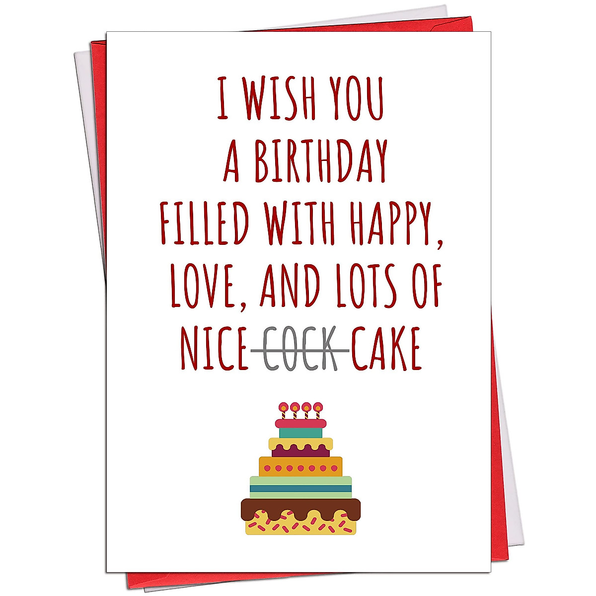 Ikassong Funny Adult Dirty Birthday Card for Women Her Friend, 5.3 x 7.6 with 2 Envelopes, Hilarious Naughty Bff Bday Cock Card