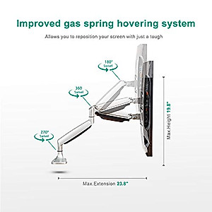 EleTab Single Monitor Arm Stand Full Motion Height Adjustable Monitor Desk Mount Fits for Computer Screen 13 to 34 inches, Hold up to 19.8 lbs