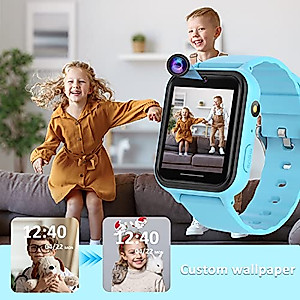 PTHTECHUS Kids Smart Watch Toys - Boys and Girls Smart Watch with Game Music MP3 Player Video HD Selfie Camera Calculator Alarm Clock Flashlight Recording 12/24 Hour Pedometer for 4-14 Years Old Gift