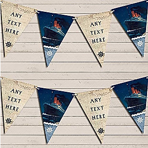Vintage Nautical Map Sea Ship Titanic Personalized Party Bunting Garland Banner Decoration