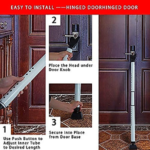 HoneSecur 2-in-1 Door Security Bar & Sliding Patio 28″ Door Stopper Security Jammer Bar Child Proof Adjustable Constructed of High Grade Iron Window Doors Security Bars, White