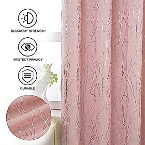 Tony's collection Blush Curtains for Bedroom, Blackout Curtains 63 Length Wave Foil Print Pattern Room Darkening Living Room Curtains for Kids Girls(34x63 Inch, Blush,2 Panels)