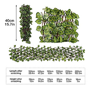 SMLJFO Artificial Ivy Leaf Privacy Fence Screen Plants Vine Hanging Garland Stretchable Fence for Outdoor Garden Porch Patio Home Decor/Big Begonia Leaves