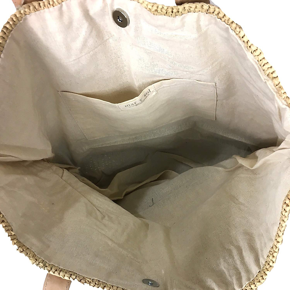 Mar Y Sol Montauk Crocheted Raffia Colorblock Tote Bag (Dove Grey)