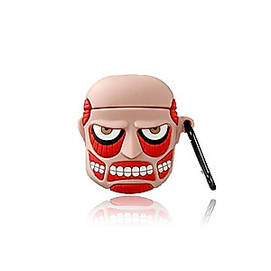 Used forAirpods 1&2 Charging Case Cover , Cute Cartoon Anime AirPods Case ,Silicone Airpods Cover with Keychain (Titan)