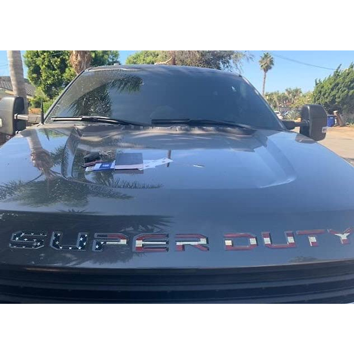 Decal Mods (2017-2022) Hood Grille Decal Sticker Letter Inserts Inlays (Thin) for Ford F250 F350 F450 Super Duty (American Flag) - Worn