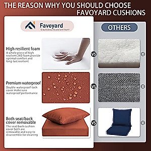 Favoyard Outdoor Seat Cushion Set 24 x 24 Inch Waterproof & Fade Resistant Patio Furniture Cushions with Removable Cover Deep Seat & Back Cushion with Handle and Adjustable Straps for Chair Sofa Couch