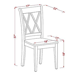 East West Furniture DLCL5-MAH-C 5-Pc Set Mahogany Finish-Two 9-inch Drops Leave and Pedestal Legs Modern Dining Table & 4 Double X-Back Wooden Chairs