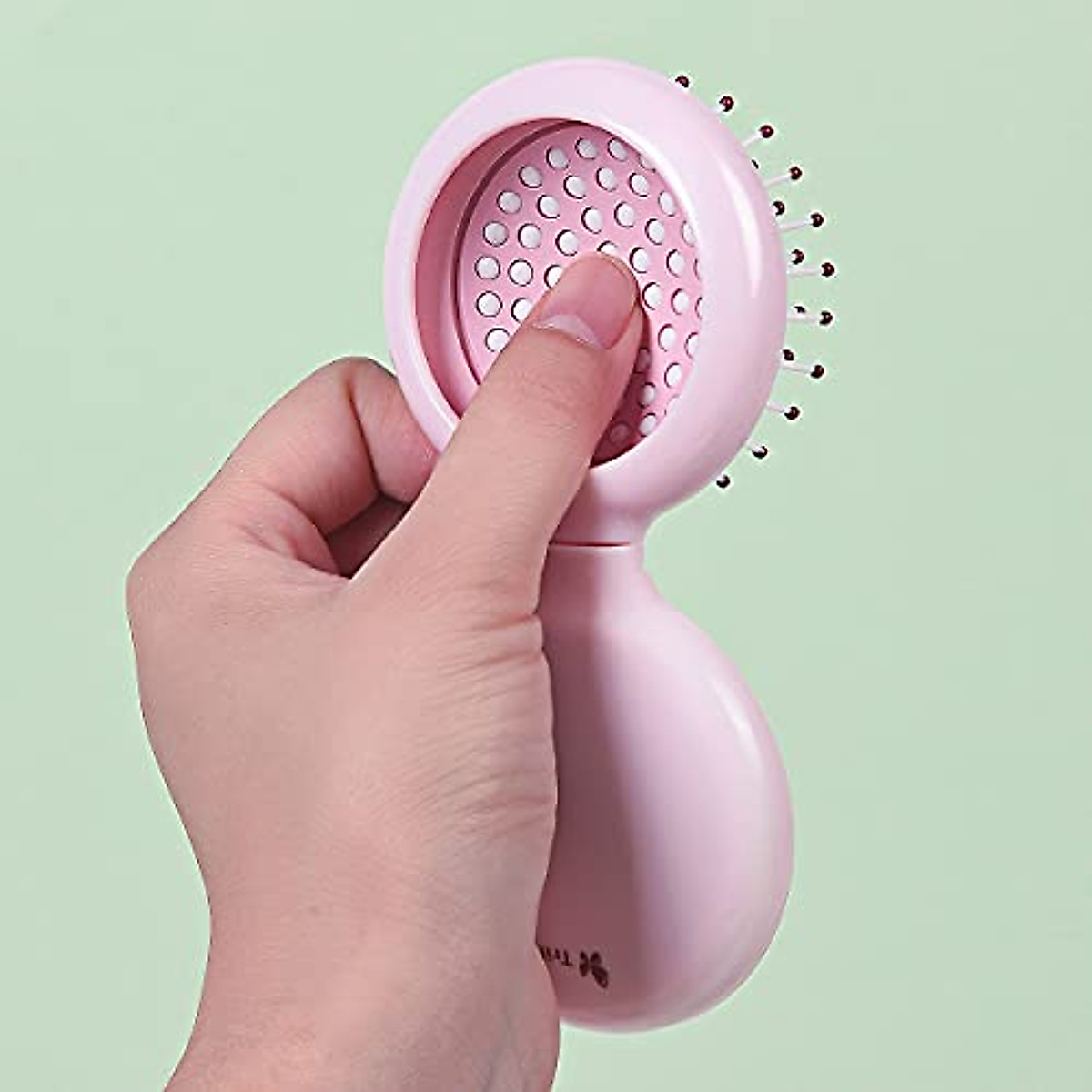 Mini Hair Brush for Purse, Small Portable Pocket Hair Brush with Mirror for Girls, Travel Size, Pink
