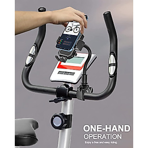 woleyi Gooseneck Spin Bike Phone Mount, Handlebar Clip Cell Phone Holder for Exercise Bicycle, Stationary Cycling, Stroller, Gym Treadmill, Mic Stand, for iPhone 15 Pro Max/14/13/12, 4-7" Smartphone