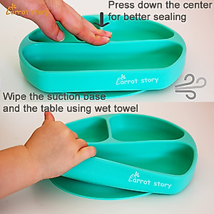 Carrot story 100% Silicone Suction Baby Toddler Plate, 2-Pack, Waterproof Washable Plate, BPA Free, Microwave/Dishwasher Safe (Sweet)