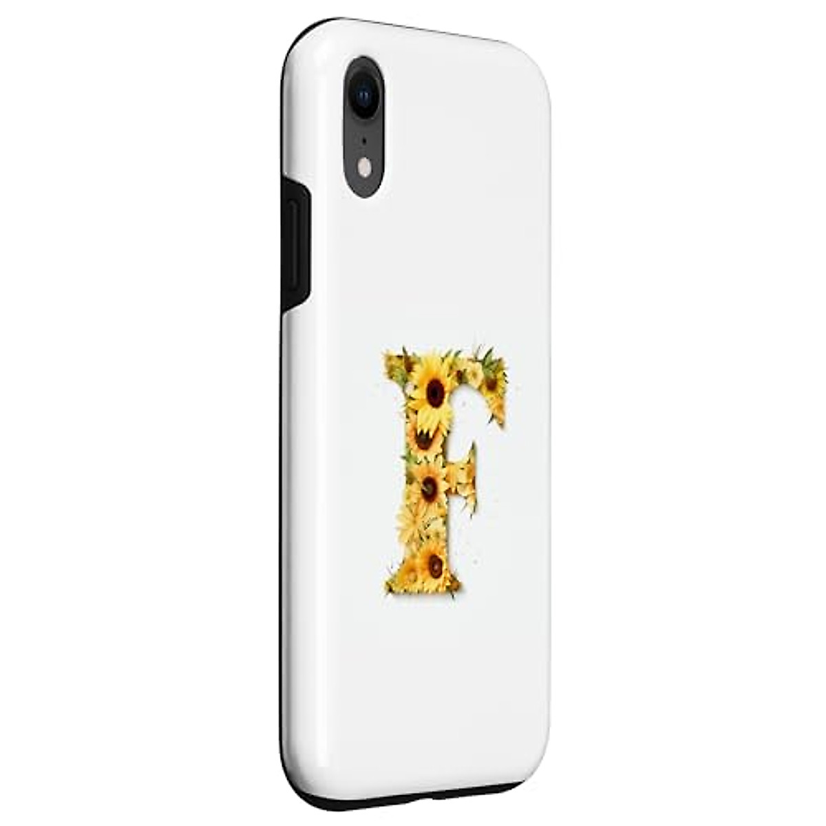 iPhone XR Letter F Initial Monogram Sunflower Minimalist Women Yellow Case