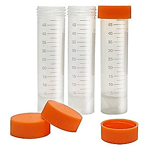 Z-COLOR 10pcs 50ml Plastic Transparent Centrifuge Tube with Scale Plastic Test Tube Free-Standing with Screw Cap