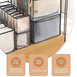 2pcs Washable Wardrobe Clothes Organizer for Folded Clothes.Jeans Compartment Storage Box for Closet Drawer, Foldable Closet Drawer Organize for Bedroom,Dorm Room(7 Grids) (Jeans with 7 Grids-Large)
