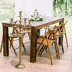 WHW Whole House Worlds Hamptons Tall Five Candle Golden Candelabra, Hand Crafted of Brilliant Gold Aluminum Nickel, 4 FT High (47.25 Inches)