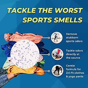 Sports Laundry Odor Eliminator, Liquid, 15 Loads | Remove Sweat Odors from Workout Clothes, Sports Uniforms, Everyday Use, etc. | Unscented and Safe to Use in Any Washing Machine