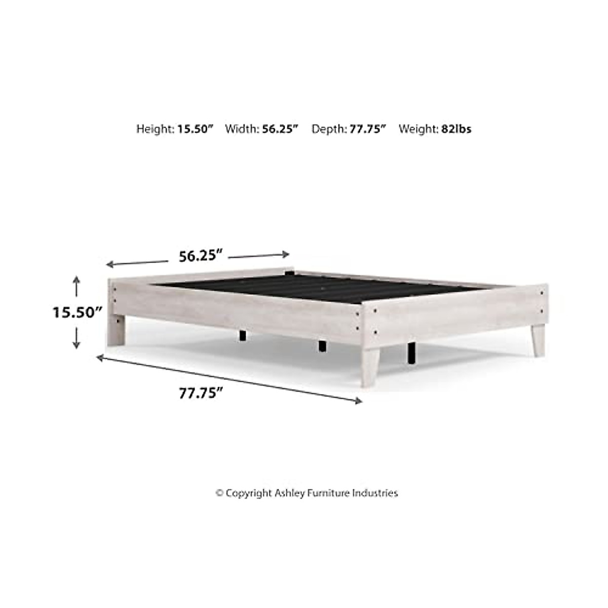Signature Design by Ashley Shawburn Modern Farmhouse Platform Bed, Queen, Whitewash
