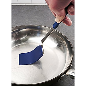 RSVP International Kitchen Tool Collection Flexible Nylon Spatula, Stainless Steel Handle, 10.75x2", Blue