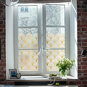 DKTIE Window Privacy Film Frosted Glass Static Clings Non Adhesive with Installation Tools, Modern Home Improvement Style (B117, 17.7'' x 78.7'')