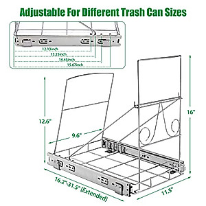 WHITE TIGER Pull Out Trash Can Under Cabinet Slide Out Shelf, Under Sink Garbage Trash Can Sliding Shelf Organizer for Kitchen Cabinet/Sink Cabinet /Laundry Hamper Cabinet (Trash Can Not Included)