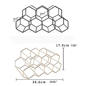 DOUBA Metal Honeycomb Wine Rack Wine Bottle Storage Desktop Wine Rack Hexagonal 9 Bottle Wine Rack Display (Color : E, Size