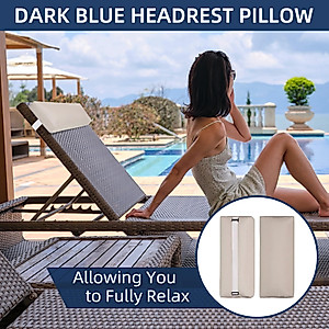 Rasugarlary Headrest Pillow for Pool Chaise Lounge, Pool Lounge Pillows Outdoor with Elastic Band for Recliner and Pool Patio Chairs, Head Neck Support Pillow (Linen, 22x8x4)